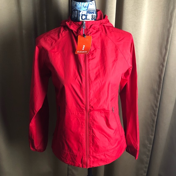 Elevate | Jackets & Coats | Elevate Windbreaker Red Hooded Rain Jacket ...